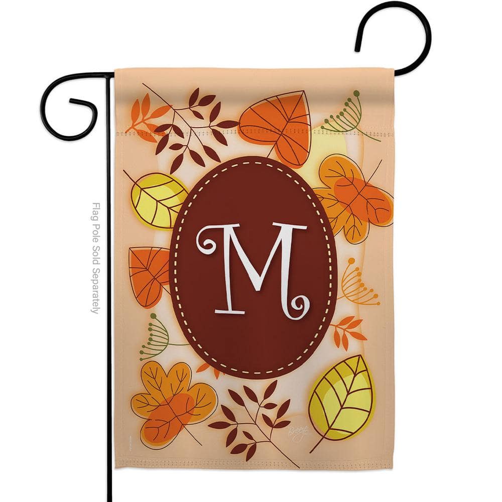 Breeze Decor 13 in. x 18.5 in. Autumn M Initial Garden Flag Double ...