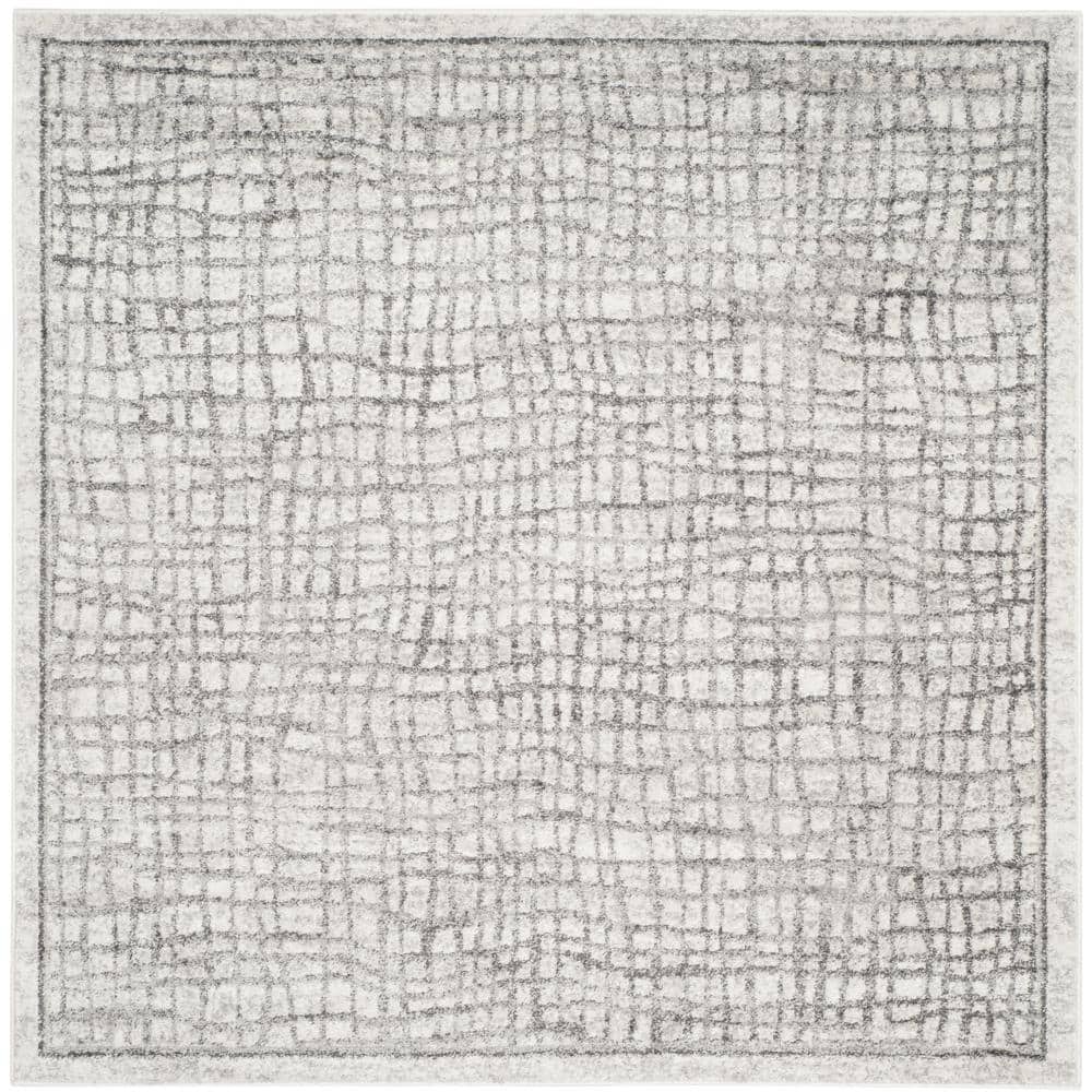 SAFAVIEH Adirondack Silver/Ivory 6 ft. x 6 ft. Square Abstract Area Rug ...