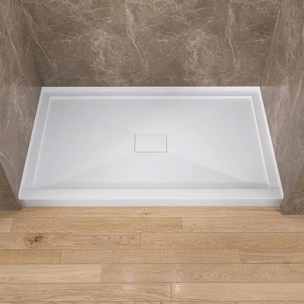 NTQ 60 in. x 36 in. Single Threshold Alcove Floor Shower Pan Base with ...