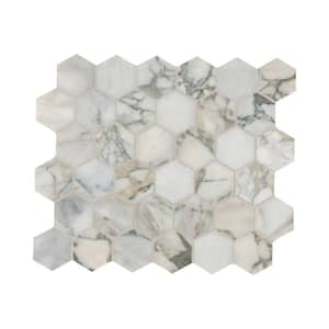 MSI Capri Blue 2 in. Hexagon 12 in. x 12 in. x 0.38 in. Honed Marble ...