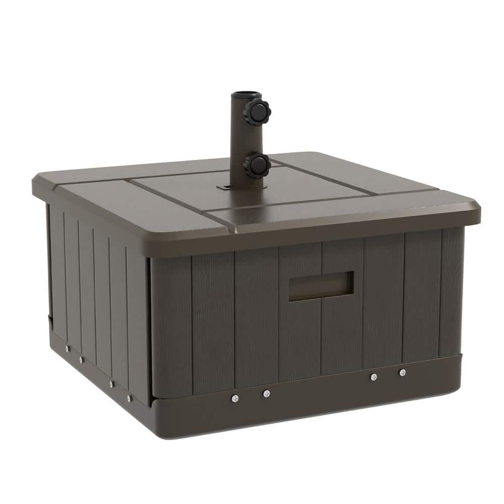 Zeus & Ruta 3-in-1 Fillable Patio Umbrella Base in Brown, Coffee Table ...