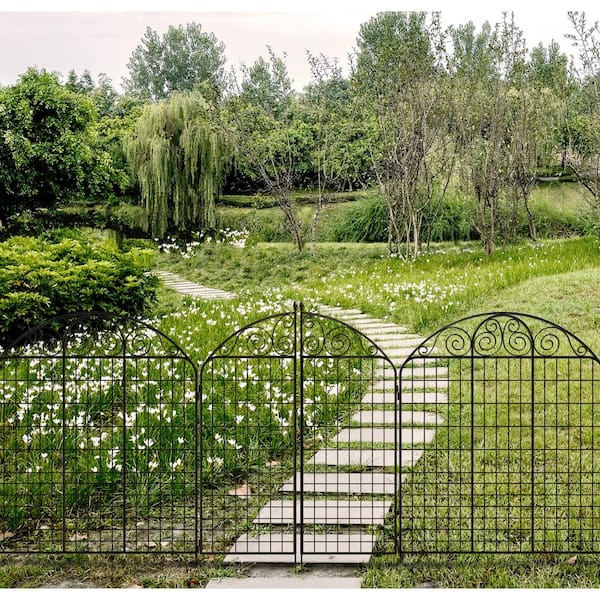 Vigoro Rockdale 41.9 in. H x 34.8in W Black Metal Garden Fence Gate ...