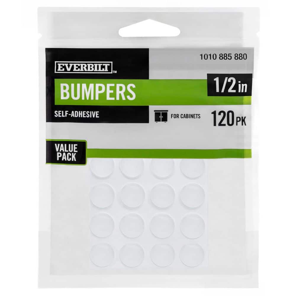 Everbilt 1/2 in. Clear Self-Adhesive Round Bumper (120-Pack) 41-H1024 ...