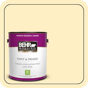 BEHR PREMIUM PLUS 5 gal. #380A-2 Moonlit Yellow Eggshell Enamel Low ...