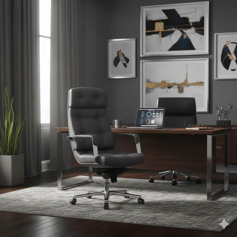 HOME IMPORTS EMPORIUM 51 in. H Faux Leather Adjustable Height Ergonomic ...