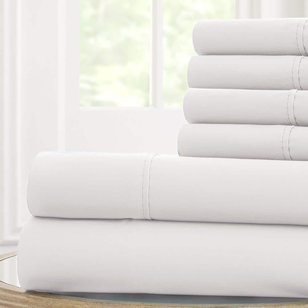 MODERN THREADS Solid 6-Piece Microfiber Sheet With Antimicrobial Finish ...