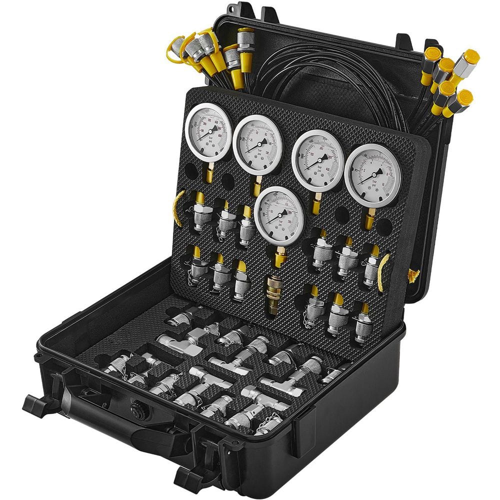 SKYSHALO Hydraulic Pressure Test Kit, 10/100/250/400/600 bar, 5 Gauges ...