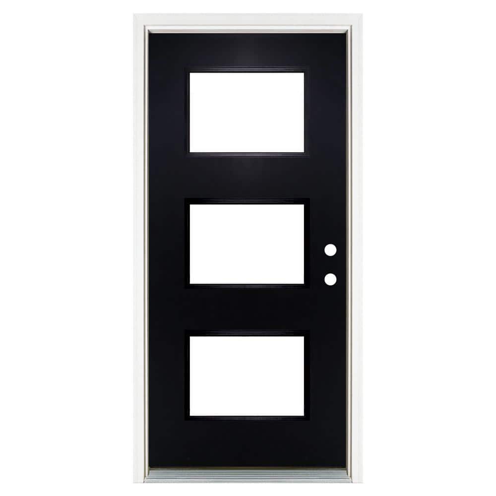 MP Doors 36 in. x 80 in. Left-Hand Inswing 3-Lite Low-E Glass Finished ...