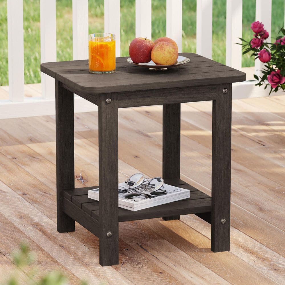 Sonkuki 16.7 in. H Brown Plastic Rectangular HDPE Plastic Outdoor 2 ...