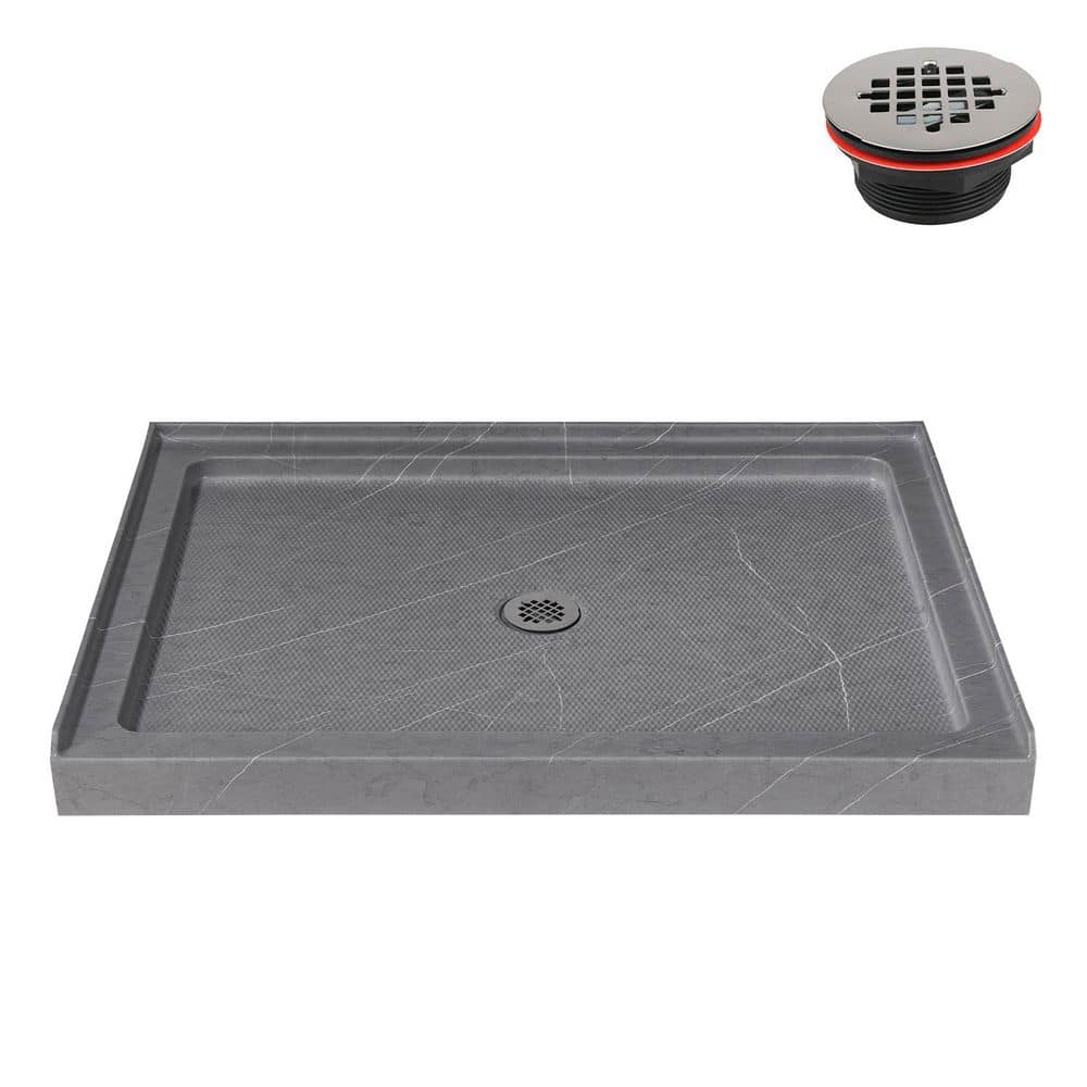 Streamline 48 in. x 36 in. Alcove Acrylic Shower Pan Base in Matte Grey ...