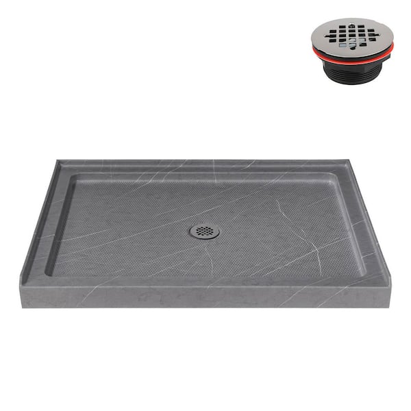 Streamline 48 in. x 36 in. Alcove Acrylic Shower Pan Base in Matte Grey ...