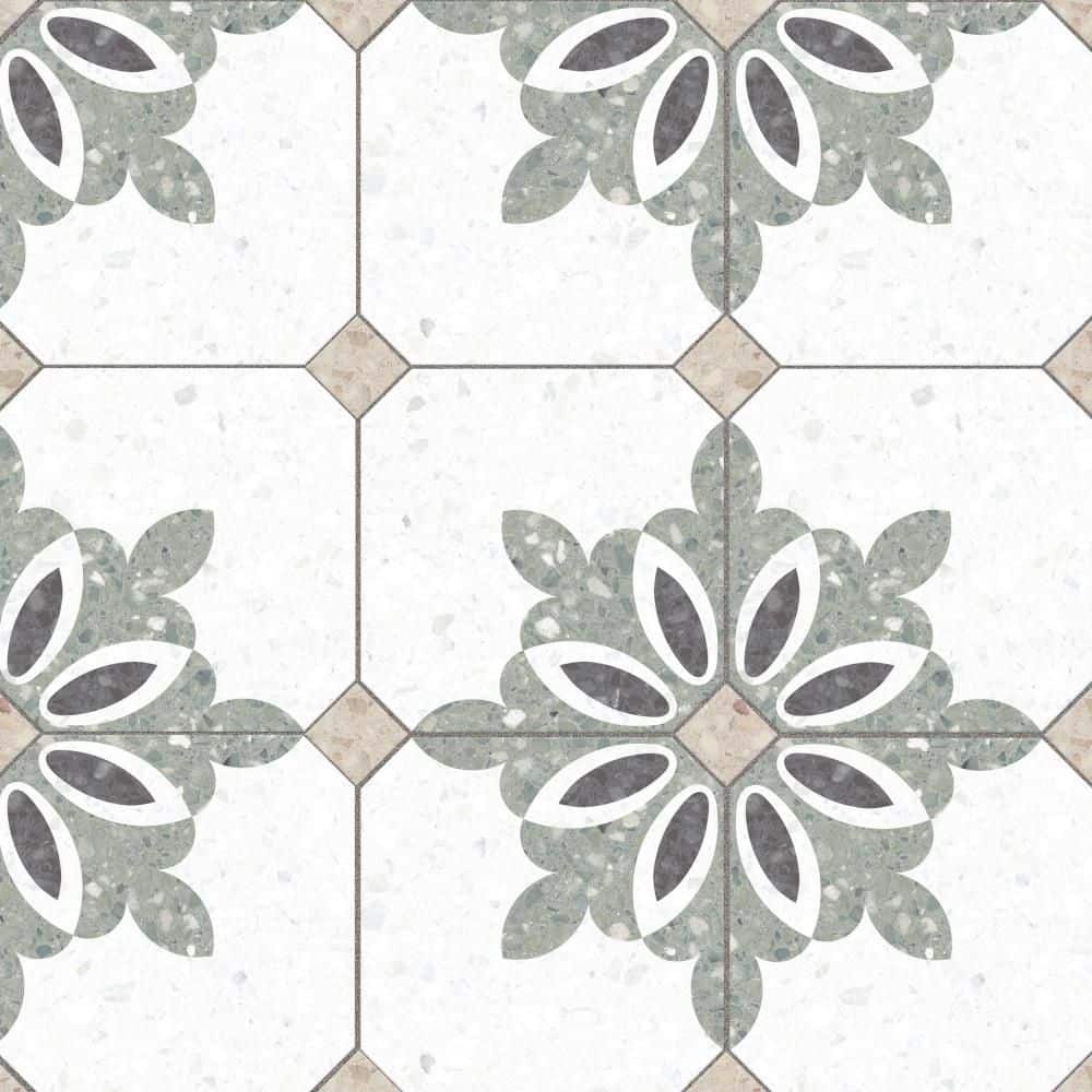 Merola Tile Riviera Octagon Antibes Verde with Taco Beige 8 in. x 8 in ...