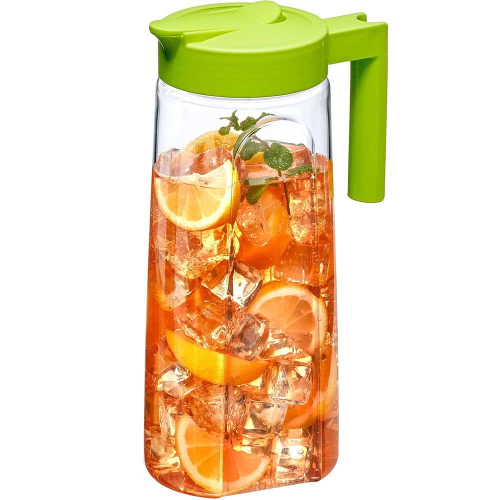 Wudkey 64 fl. oz. Unbreakable Green Plastic Water Pitcher with Lid ...