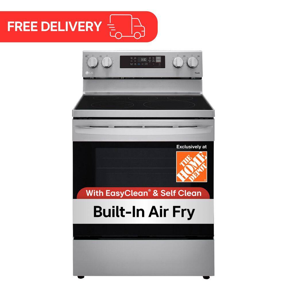 LG 30 in. 6.3 cu. ft. Smart Wi-Fi Enabled Fan Convection Electric Range ...