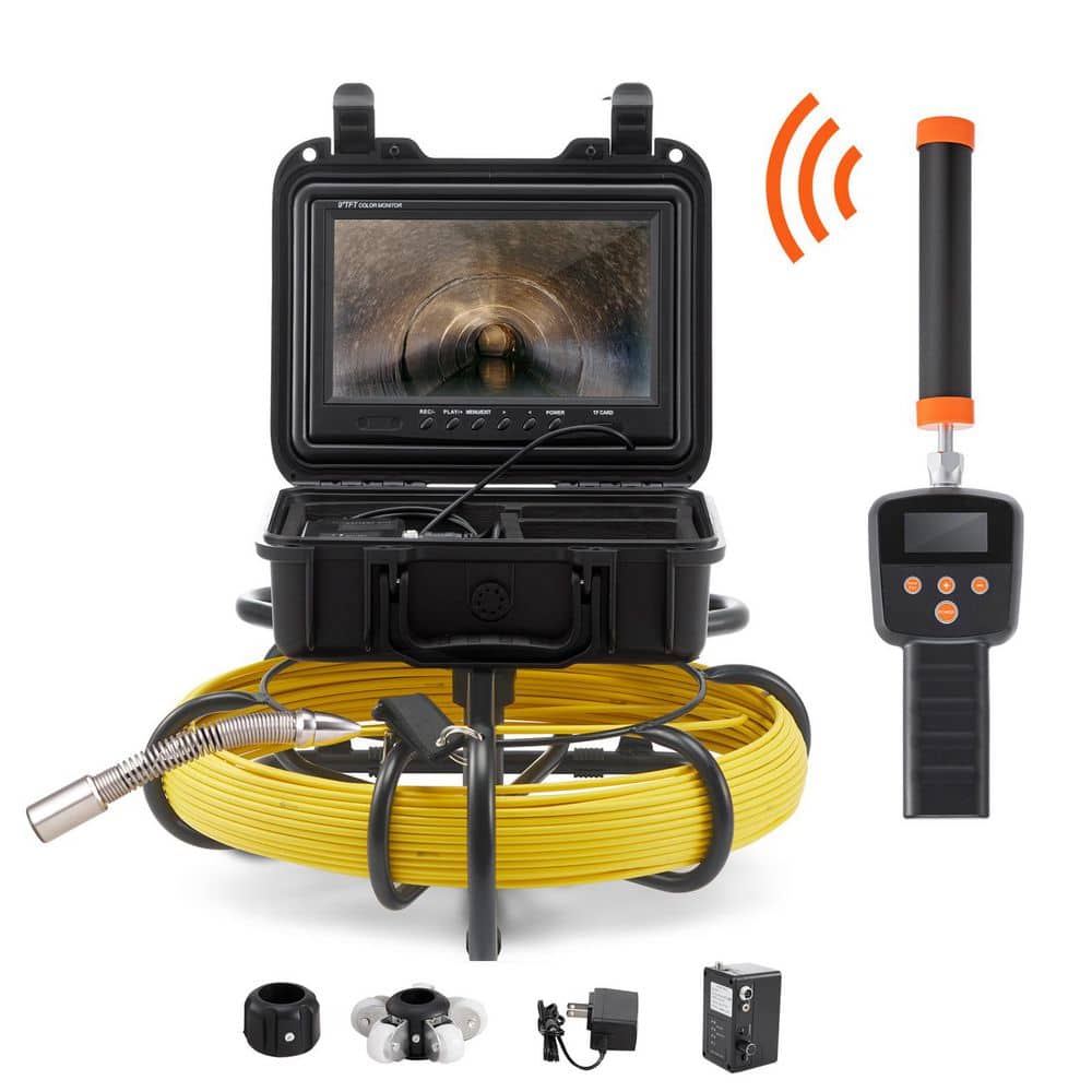 SKYSHALO Sewer Camera with 512Hz Locator, 164 ft. /50 m, 9 in. Pipeline ...