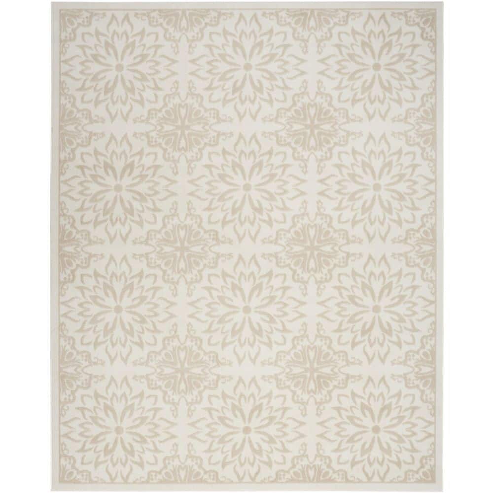 HomeRoots 4 ft. x 6 ft. Beige and Ivory Floral Non Skid Area Rug ...
