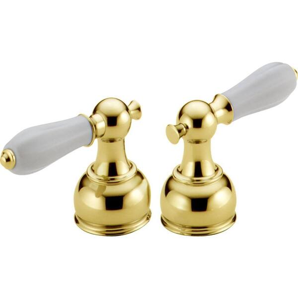 Delta Traditional Lever Handles in Polished Brass for 2-Handle Faucets ...