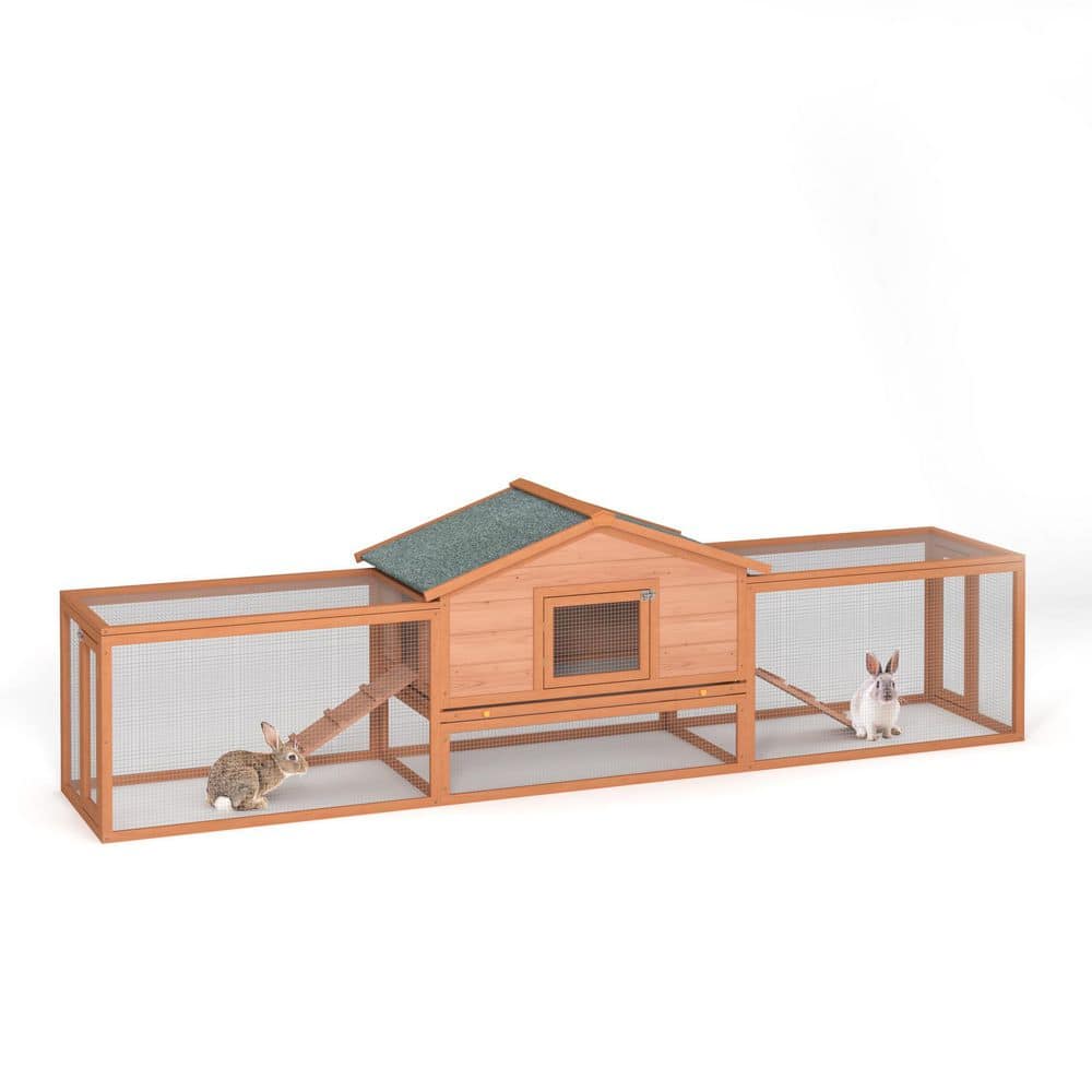Miscool Avex 2-Story Large Wooden Rabbit Hutch Pet House with Ramps ...
