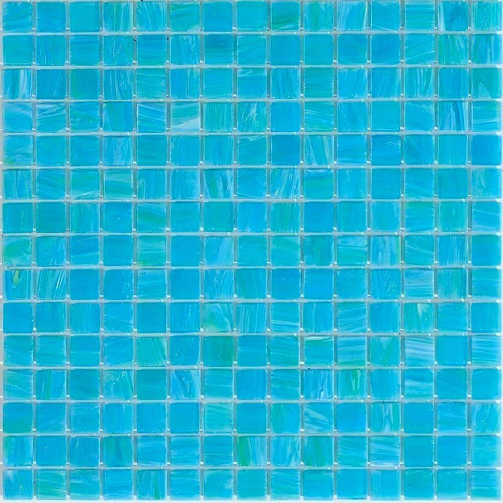 Apollo Tile Celestial Glossy Blue-Green 12 in. x 12 in. Glass Mosaic ...