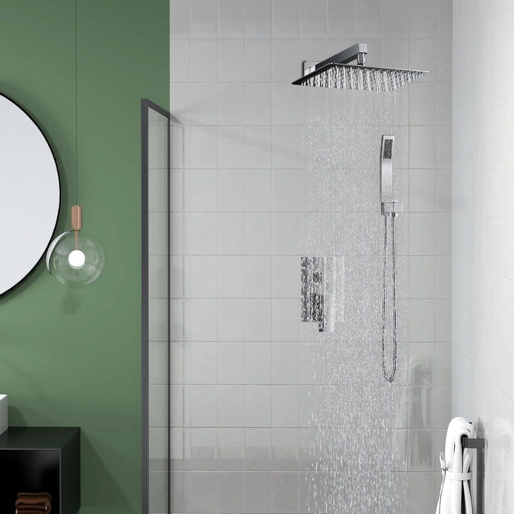androme 10 in. 2-Jet High-Pressure Rainfall Bathroom Shower System w ...