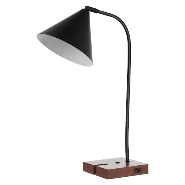 SAFAVIEH Nuka 23 in. 1 Light Black/Walnut Table Lamp TBL4544A - The ...