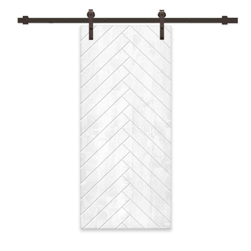 Calhome 42 In X 84 In White Stained Pine Wood Modern Interior Sliding Barn Door With Hardware