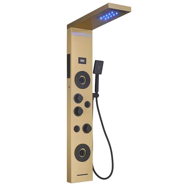 BATHADORE 4-Jet Rainfall Shower Panel System with Rainfall Waterfall ...