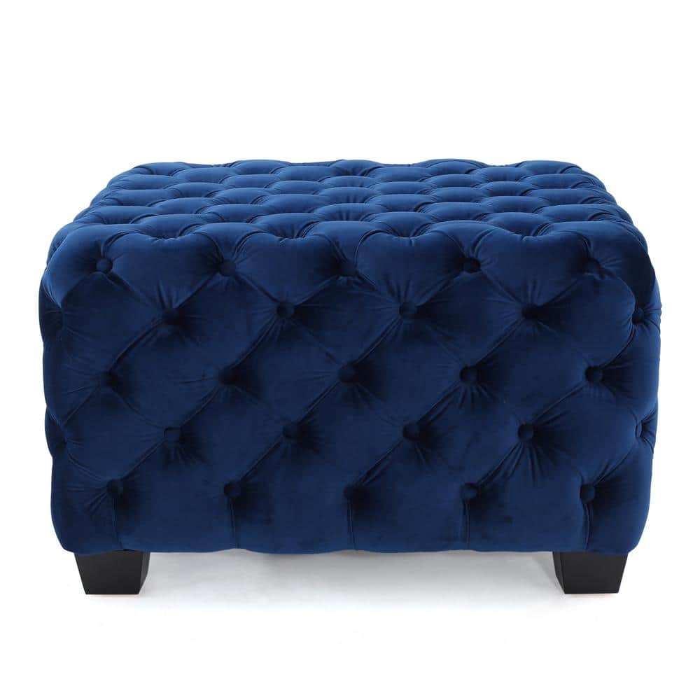 Noble House Jaymee Navy Blue Square Ottoman 11199 - The Home Depot