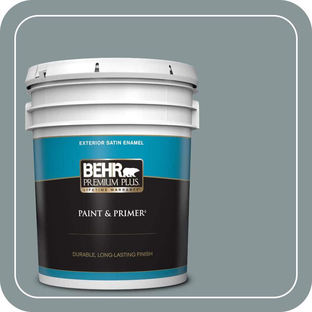 BEHR PREMIUM PLUS 5 gal. #PPU12-15 Atmospheric Satin Enamel Exterior ...
