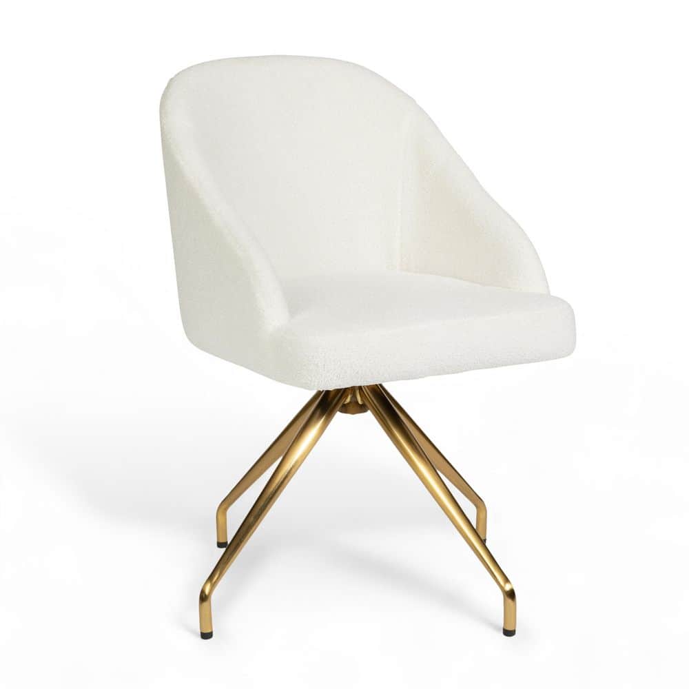 MARTHA STEWART Sora Fabric Stationary Swivel Office Chair in Off White ...