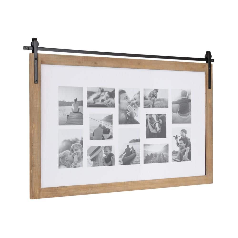 Kate and Laurel Cates 34 x 20 Matted to 12op Rustic Brown Wood Hanging ...