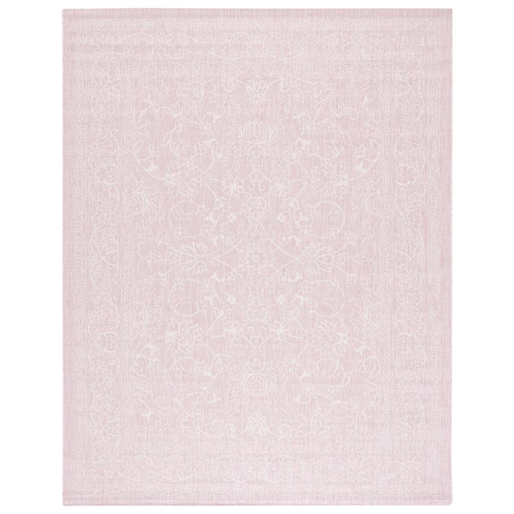 SAFAVIEH Courtyard Soft Pink/Ivory 8 ft. x 10 ft. Border Floral Scroll ...