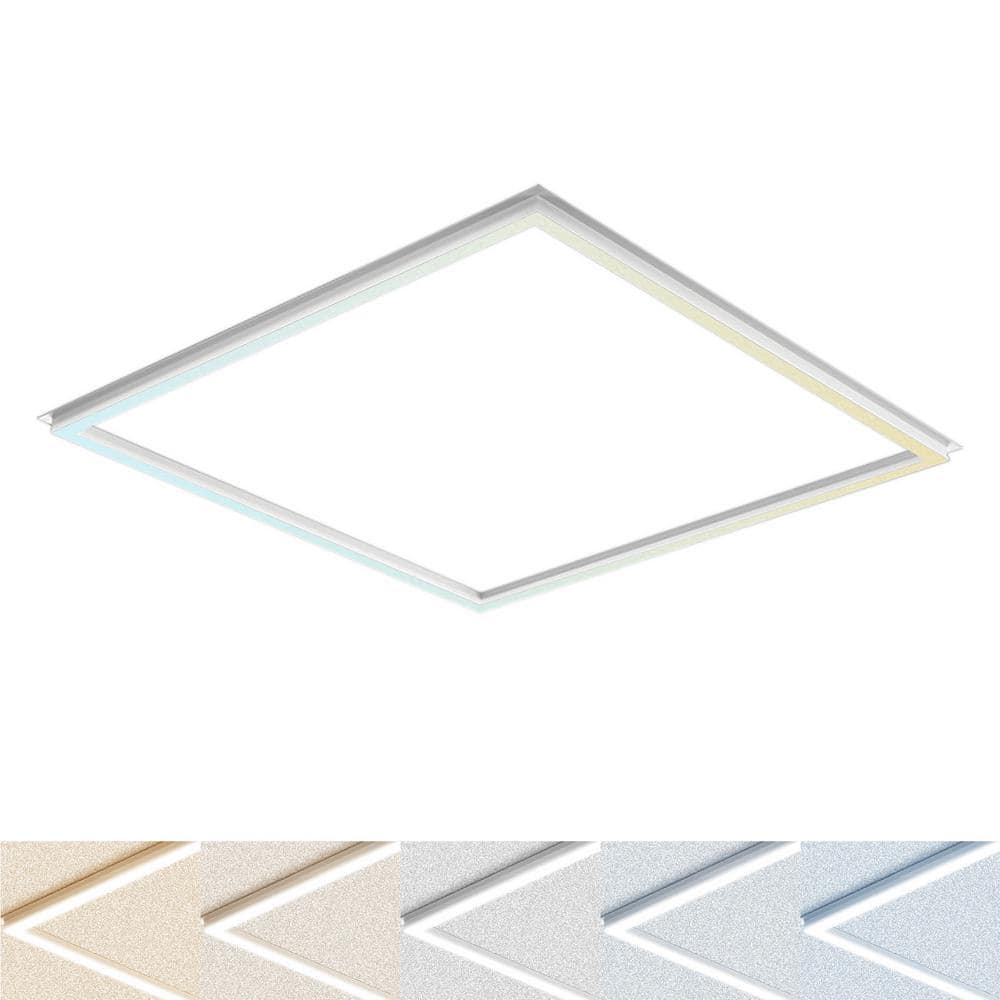 LUXRITE 2 ft. x 2 ft. Frame LED Panel Lights, 5CCT, 2600/3900/5200 ...