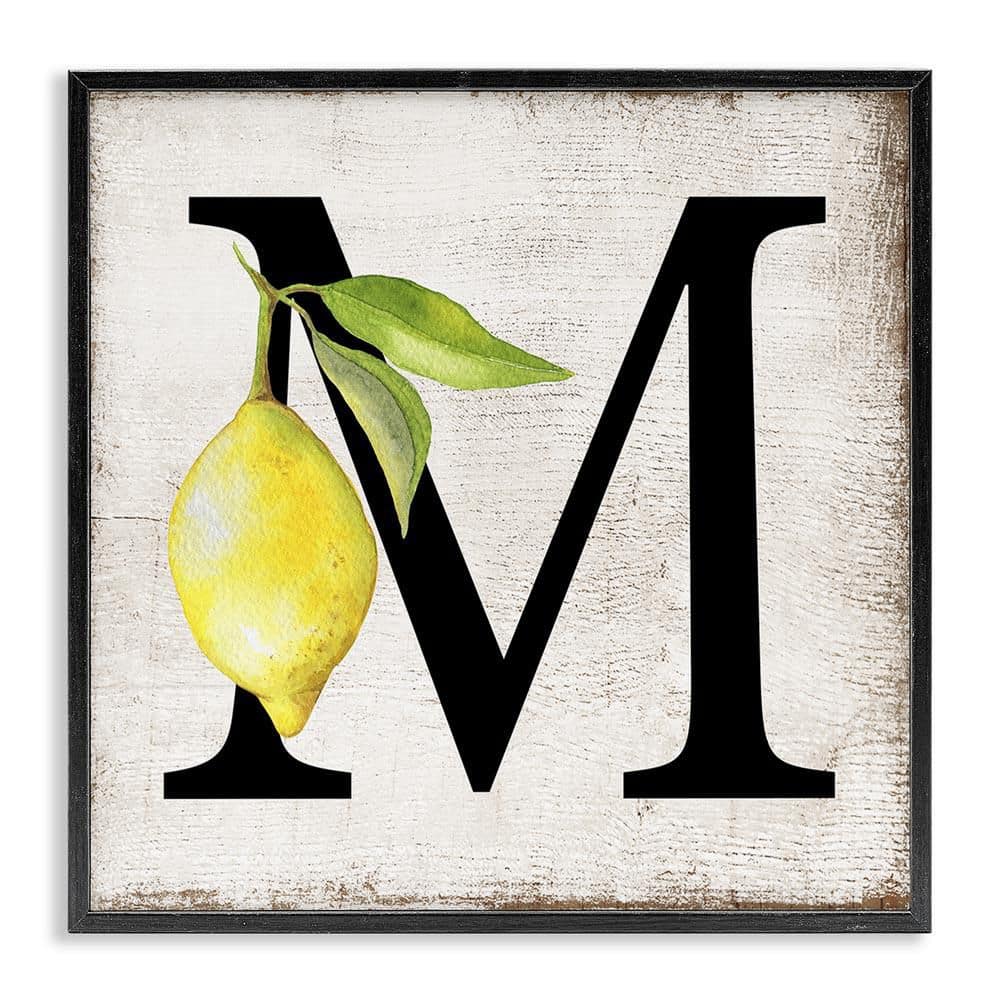 Stupell Industries M with Lemon Letter by Creatif Belle Black Framed ...