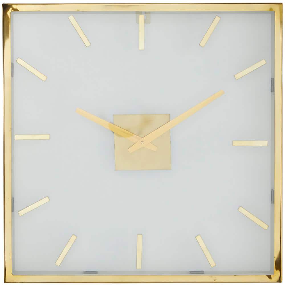 Litton Lane 20 in. x 20 in. Gold Stainless Steel Metal Wall Clock with ...