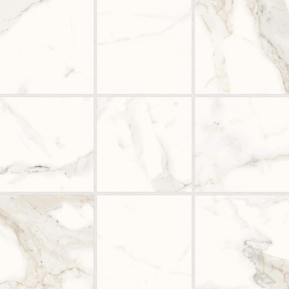 Bedrosians Magnifica ERA Calacatta Super White 4 in. 4 in. Geometric ...