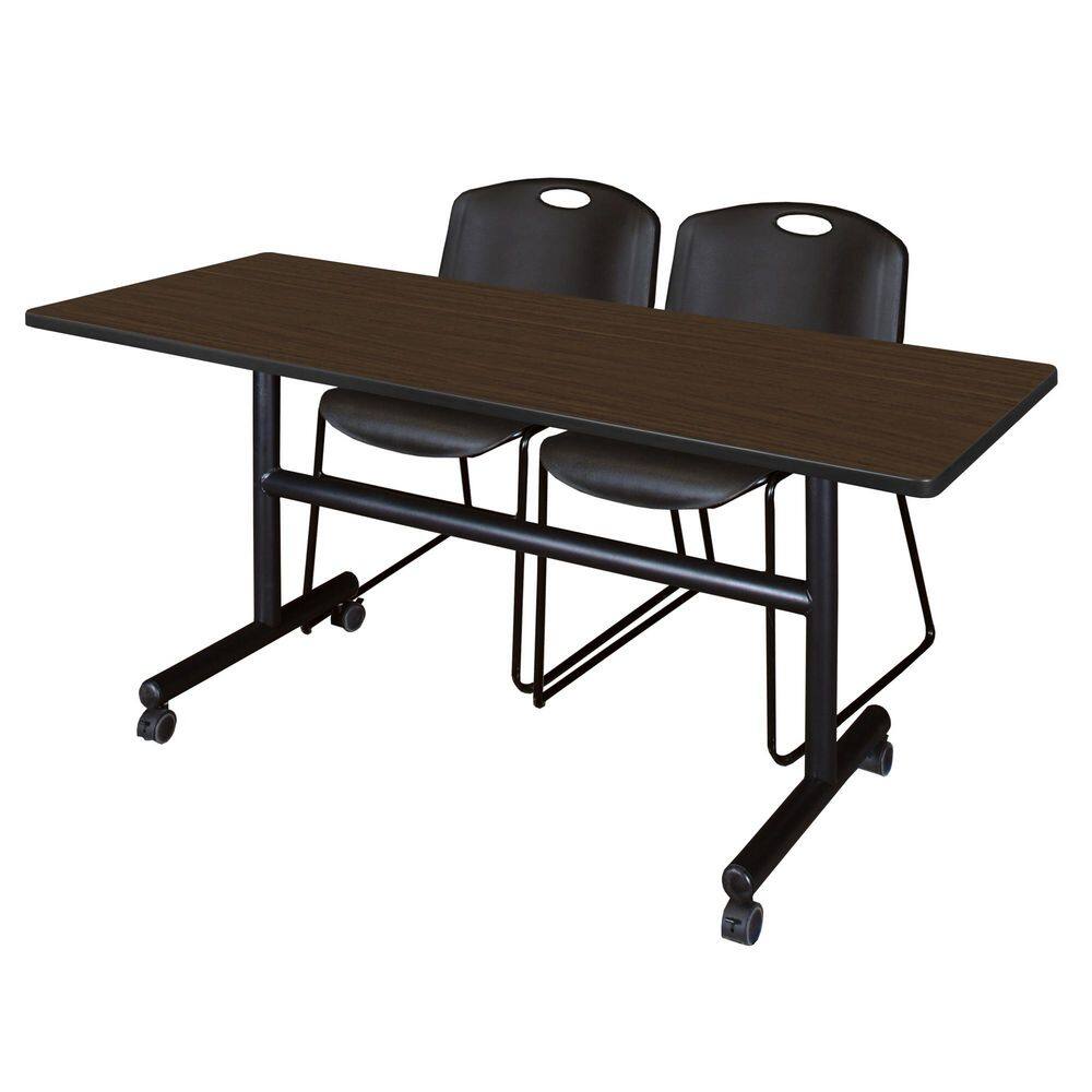 Regency Kobe 60 in x 24 in. Neo Walnut Flip-Top Training Nesting Table ...