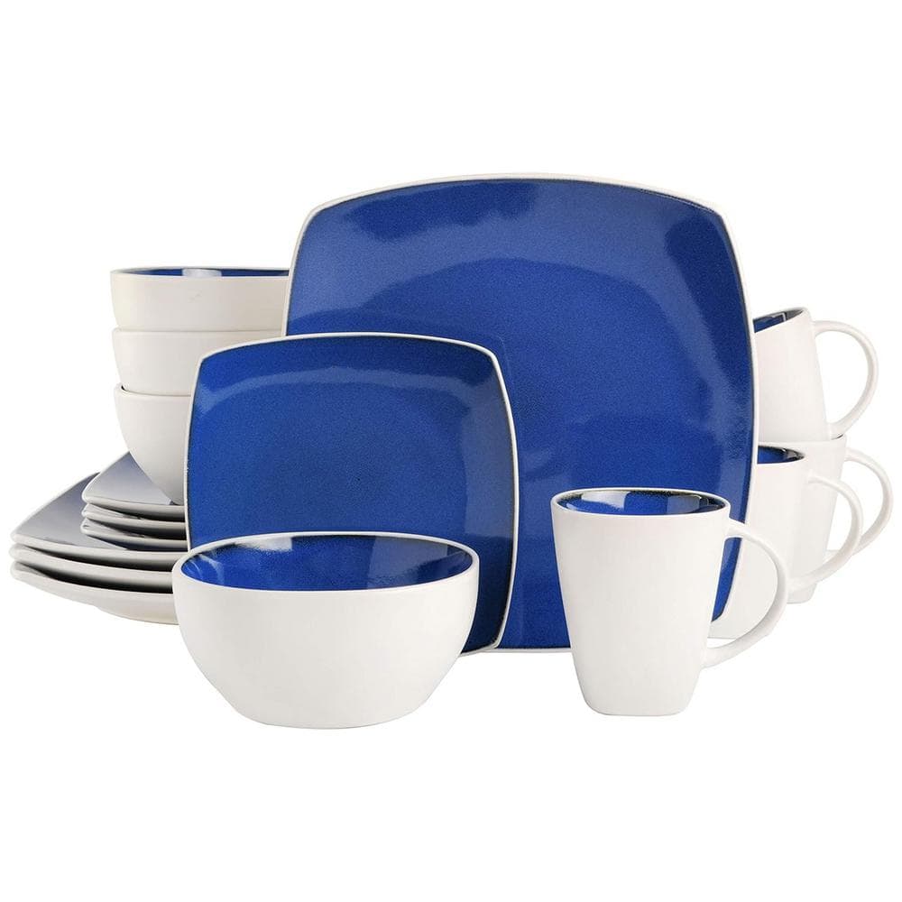 GIBSON elite Soho Lounge 16 Piece Soft Square Stoneware Dinnerware Set ...