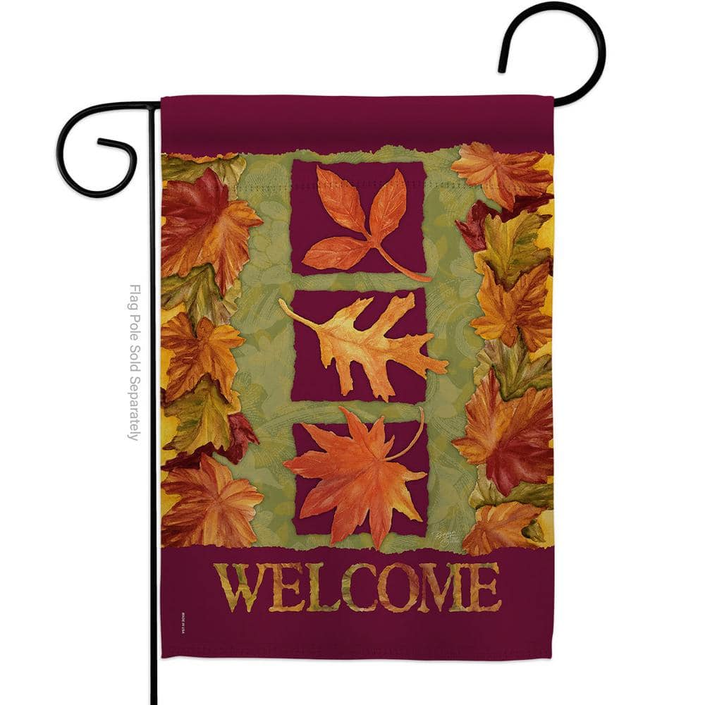 Breeze Decor 13 in. x 18.5 in. 3 Fall Leaves Garden Flag Double-Sided ...