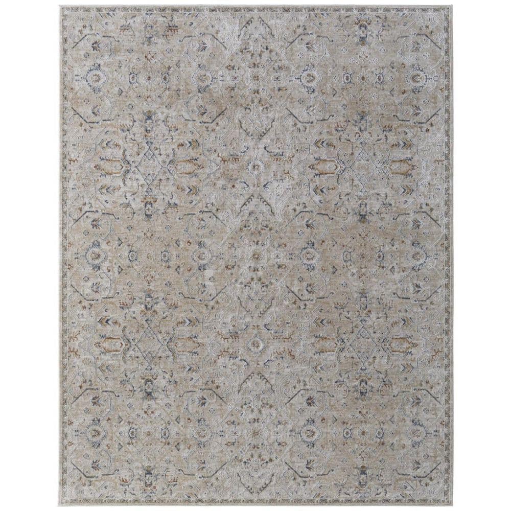 HomeRoots 2 ft. x 3 ft. Ivory, Taupe, Blue Abstract Area Rug 2000567580 ...