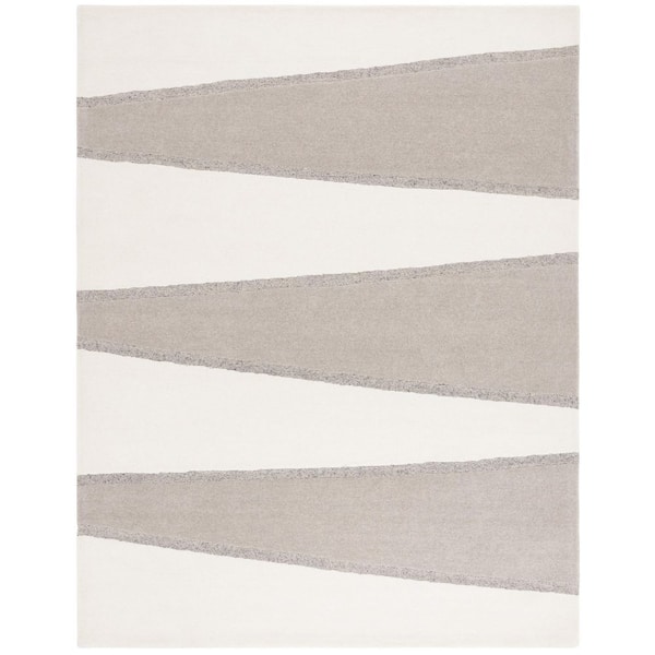 SAFAVIEH Fifth Avenue 8 ft. x 10 ft. Ivory/Gray Solid Parallel Area Rug ...