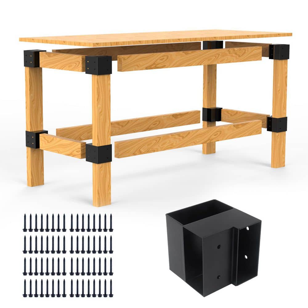 8-Piece Steel Workbench Bracket Kit, 3-Way Right Angle Corner Brackets ...