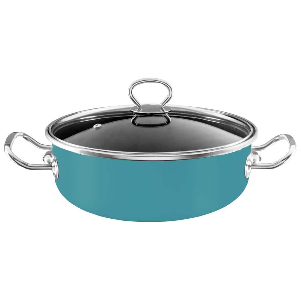 VASCONIA Elegance 5 qt. Enamel on Steel Casserole Dish in Teal 4043419 ...