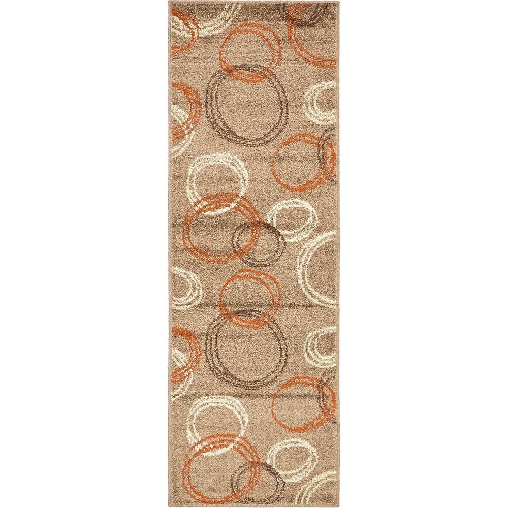 Unique Loom Autumn Cornucopia Light Brown 2' 0 x 6' 0 Runner Rug ...