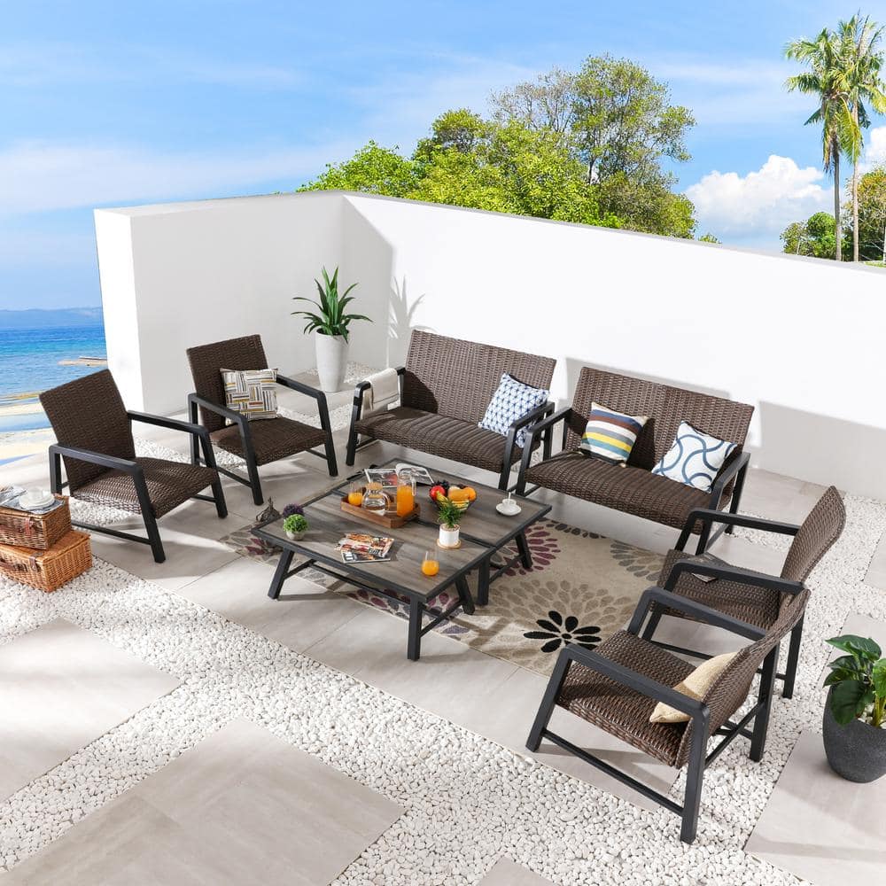 Patio Festival 8-Piece Wicker Patio Conversation Seating Set PF21068X2 ...