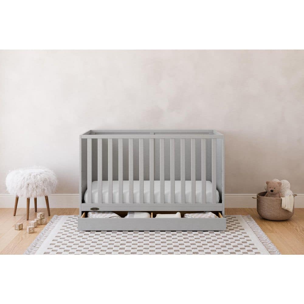 Graco Theo Pebble Gray 3-in-1 Convertible Crib with Drawer 04621-20F ...