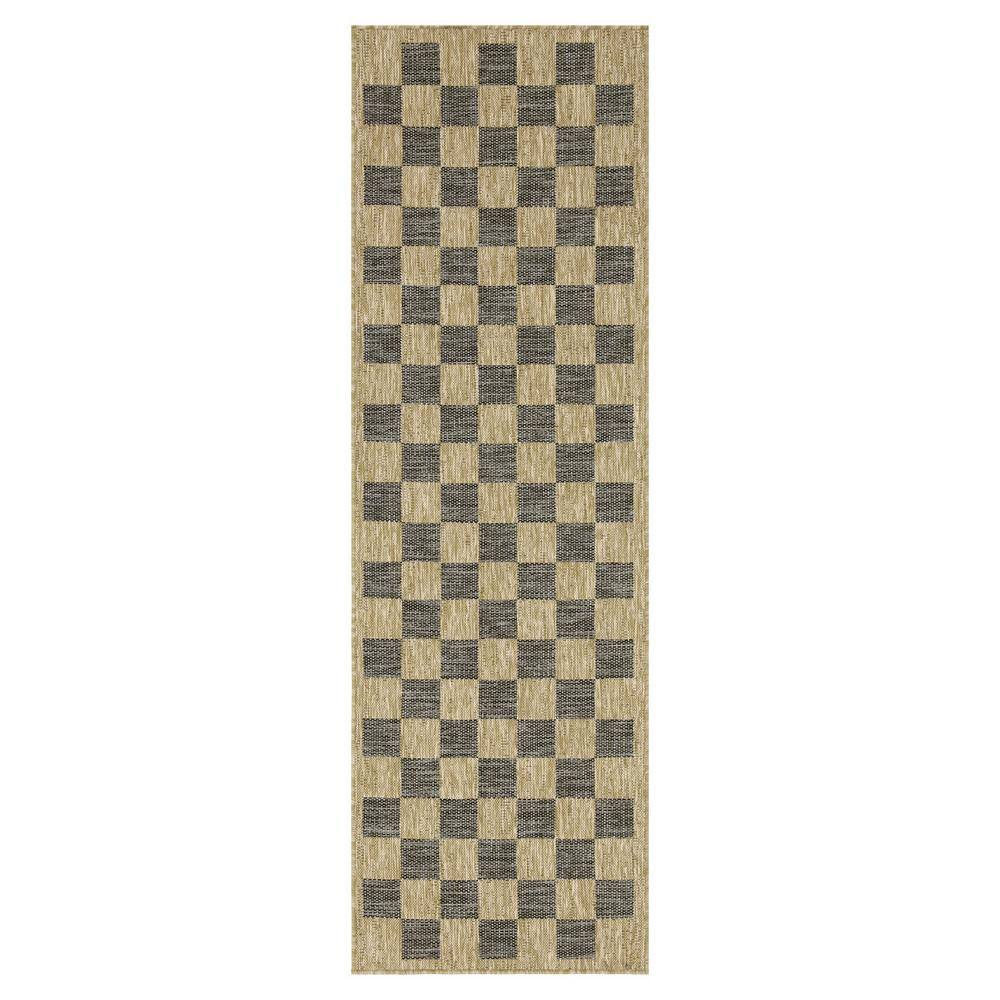 PLAYA RUG Daisy Jute and Black 2 ft. x 8 ft. Indoor/Outdoor Area Rug ...