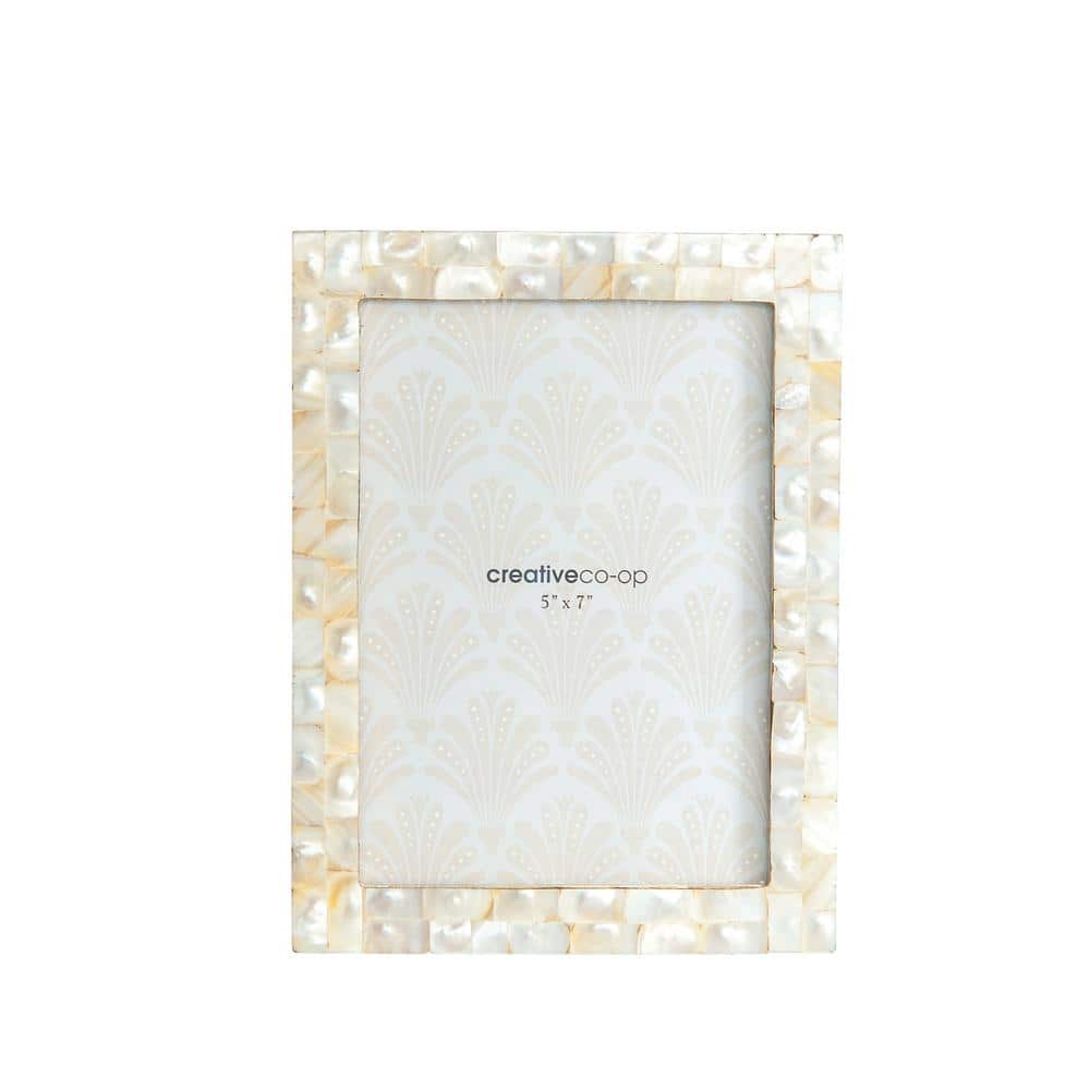 Storied Home 5 in. x 7 in. White Mother of Pearl Picture Frame DF2117 ...