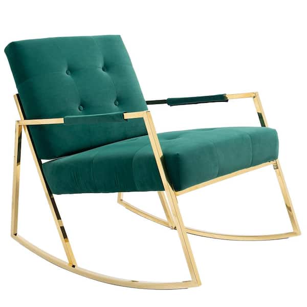 MOJAY Emerald Velvet Rocking chair with Stainless steel feet WH ...
