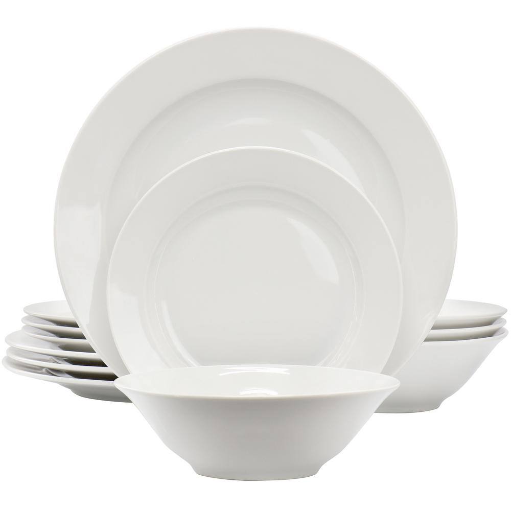 Gibson Home Blanca Court 12 Piece Round Ceramic Dinnerware Service Set ...